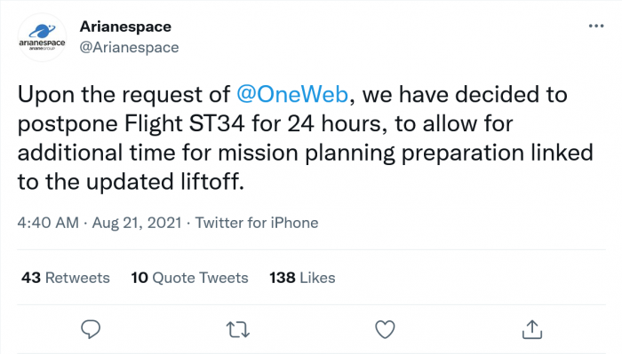 Arianespace Soyuz火箭向太空发射了34颗OneWeb网络卫星 - NetSmell