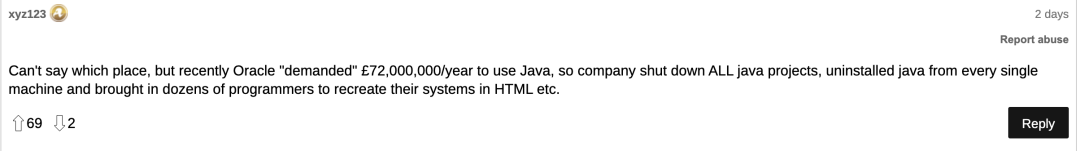 Oracle 再严查 Java 许可，网友：公司已卸载 Java，重新招聘程序员开发新系统！ 程序师